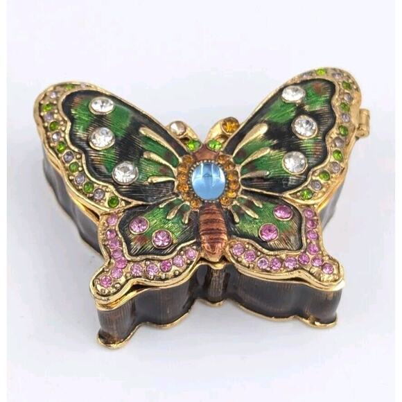 Accents | Butterfly Bejeweled Trinket Box Enameled Jeweled Magnetic ...